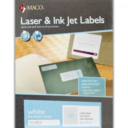 Maco File Folder Label White Laser/Inkjet Letter Size ML-FF31