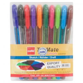Cello Tri-Mate Ballpoint Pen Neon Assorted Colours ea-pk/10