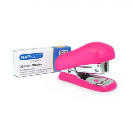 Rapesco Mini Bug Stapler Hot Pink with box of 26/6 staples 1412