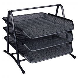 Q-Connect Letter Tray 3-Tier Black Mesh KF00823