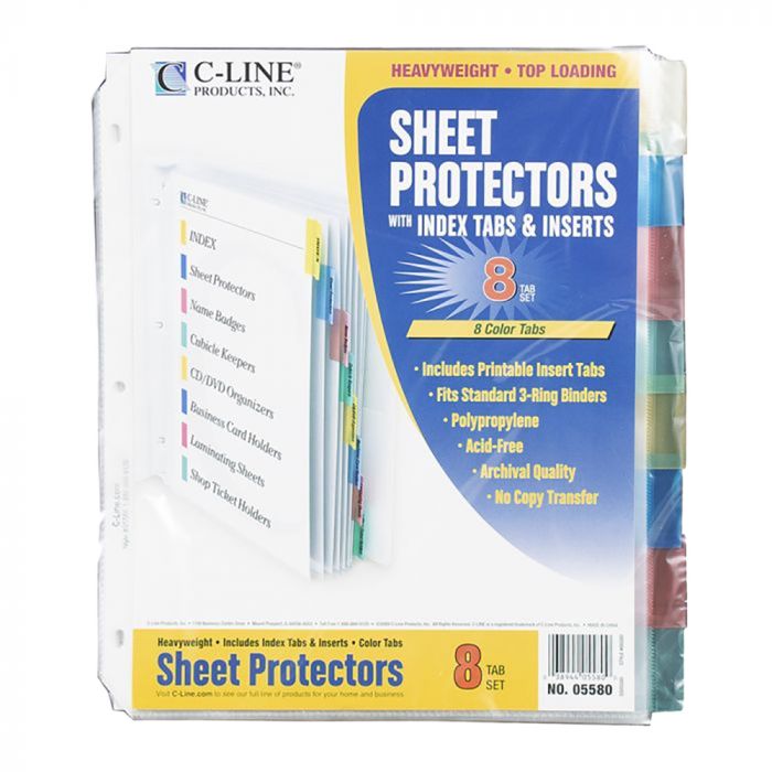 C-Line Sheet Protector w/Index 8-Tabs Assorted Colours 05580